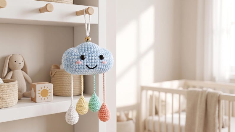 Crochet Cloud Raindrop Keychain Pattern (PDF) - Etsy