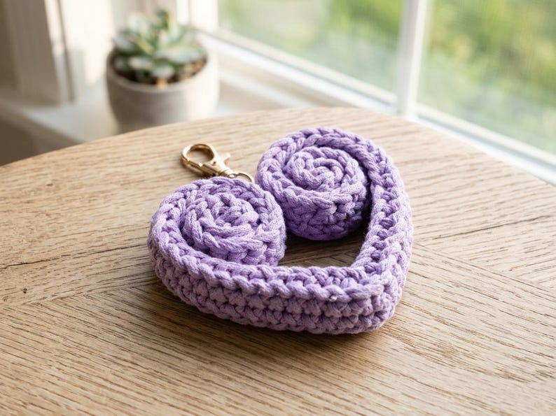Crochet Heart Keychain, Puffy Bag Charm, Beginner PDF Pattern (digital ...