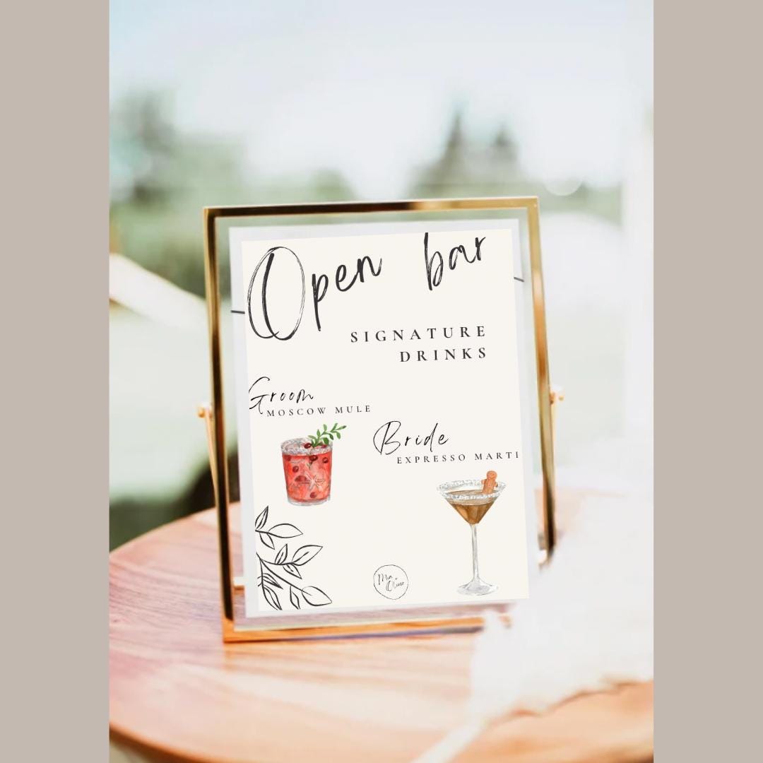 Signature Cocktail Sign – Editable Digital File - Etsy
