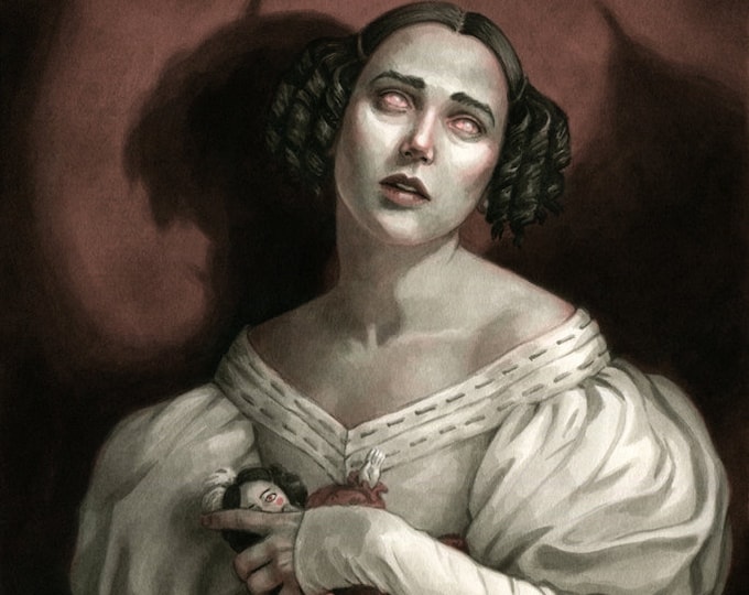 Creepy Possessed Woman With Doll Illustration 8x10 - Etsy