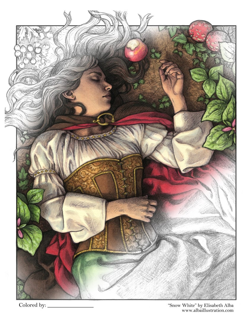 Coloring Book Page Printable PDF Download Snow White - Etsy