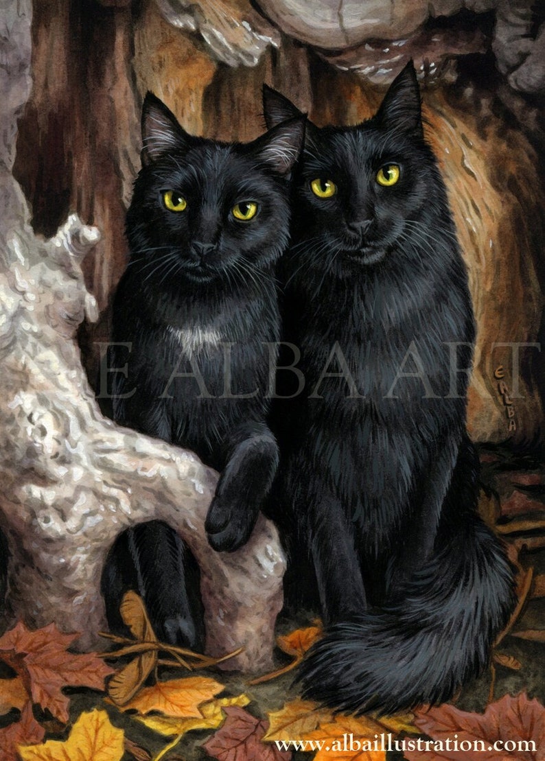 Black Cats in a Tree - the Familiars - 8x10 or 11x14 Inch Print - Etsy