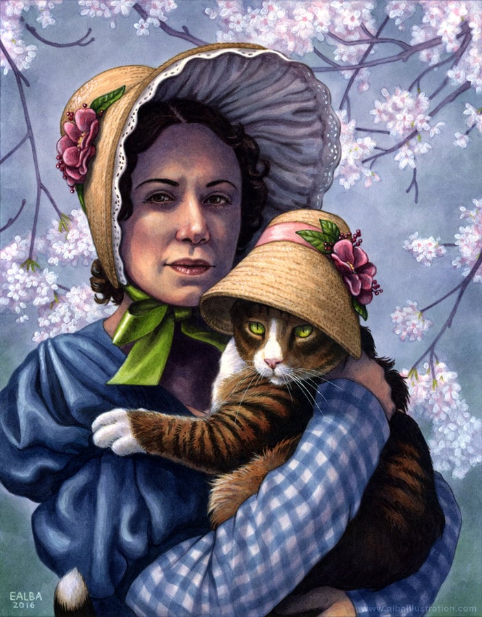 Cat Wearing Bonnet Illustration 12x16 SALE - Etsy