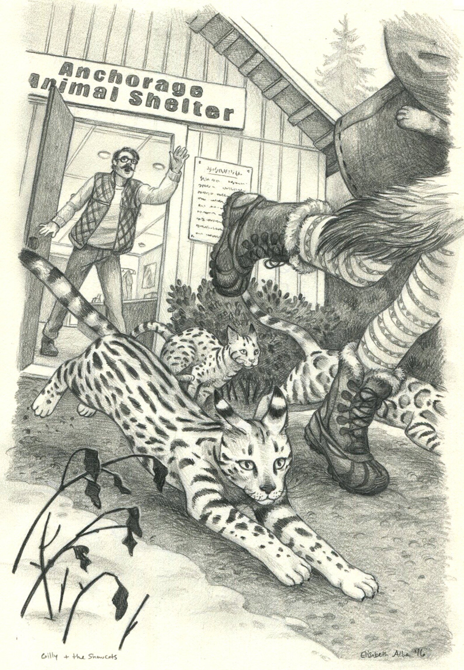 Original Drawing Gilly and the Snowcats the Cats Escape - Etsy