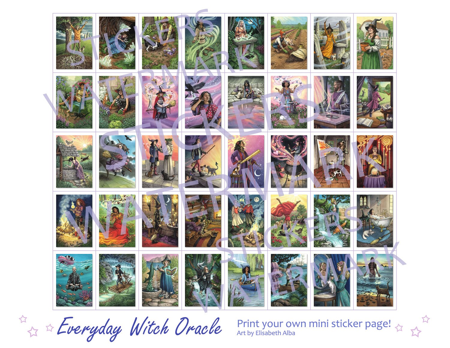 Printable Stickers - Download - Everyday Witch Oracle Mini Stickers - Printable PDF Sheet - Etsy