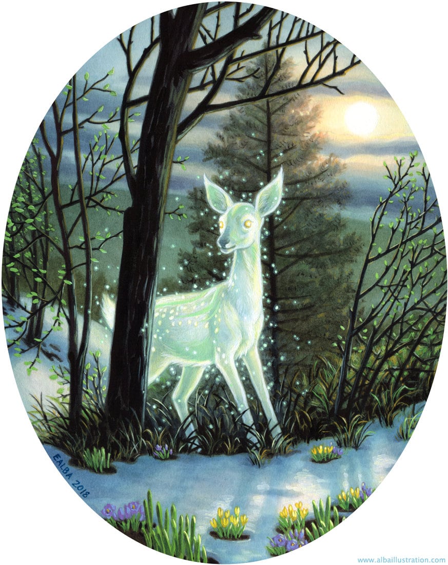 Spring Deer Spirit Animal Illustration 8x10 | Etsy