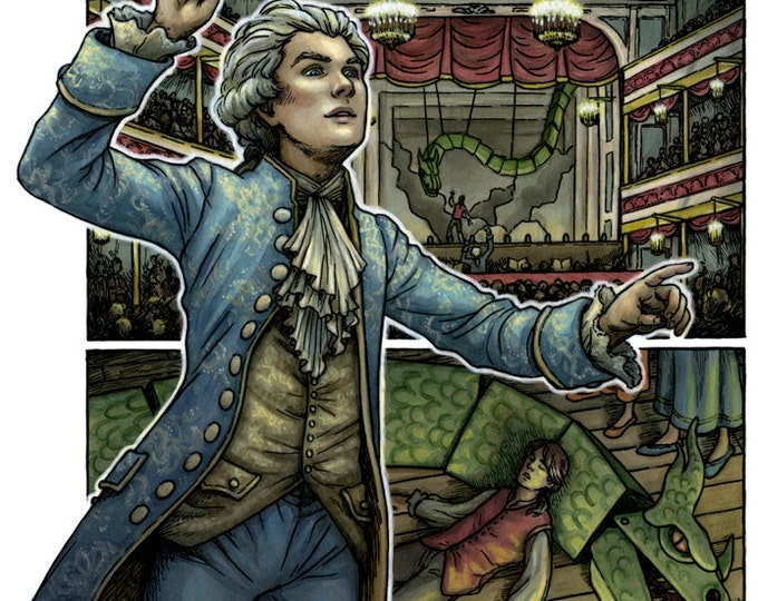 Wolfgang Amadeus Mozart the Magic Flute Comic Illustration | Etsy