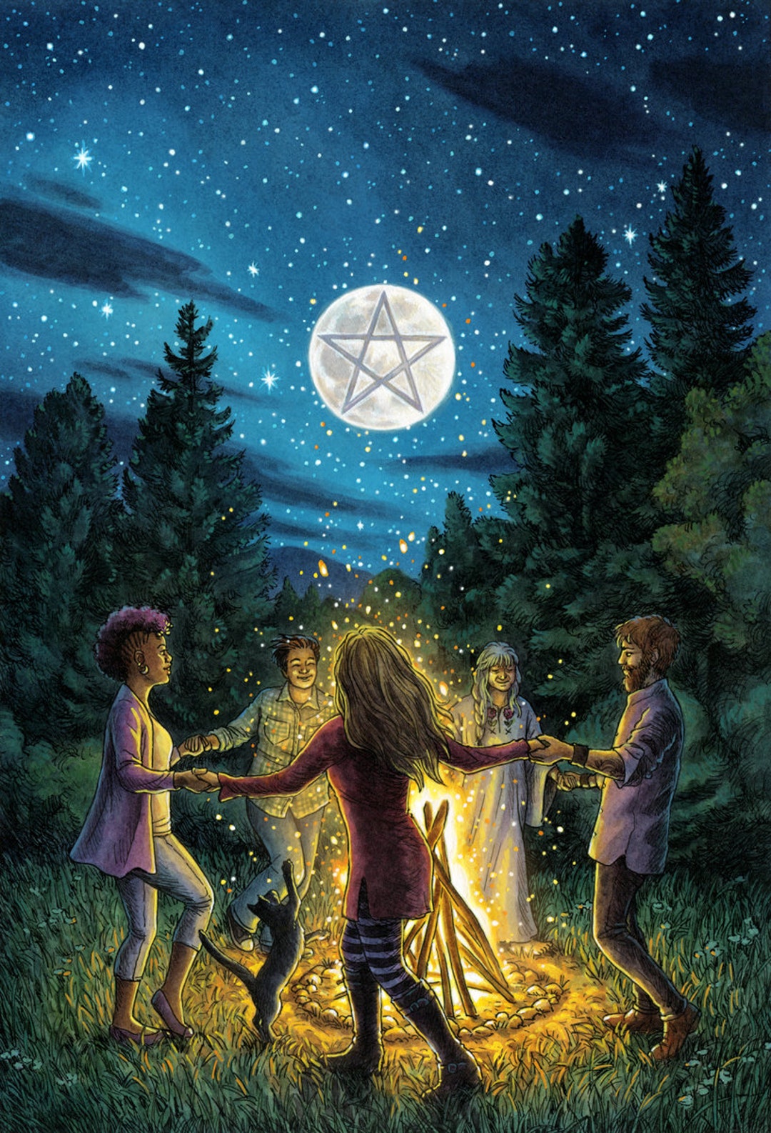 The Everyday Witch's Coven Book Cover Illustration 8x10 or 11x14 Print ...