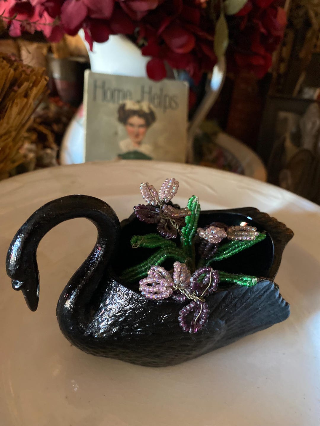 Beautiful Vintage Boyd Black Glass Swan Nut Fish - Etsy