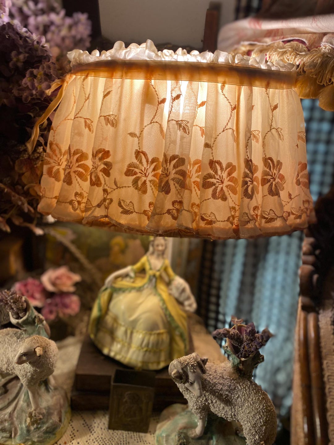 RARE! HTF! 1950s French Country Blush Pink Lace Lamp Shade by Chic ...