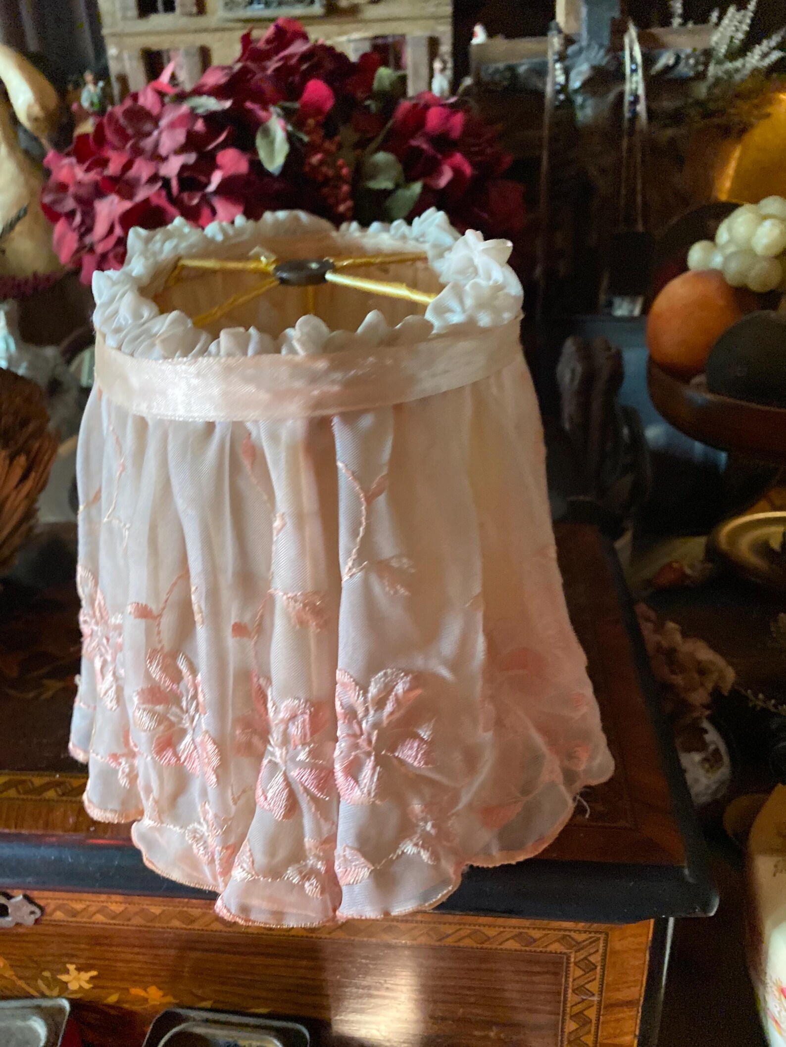 RARE! HTF! 1950s French Country Blush Pink Lace Lamp Shade by Chic ...