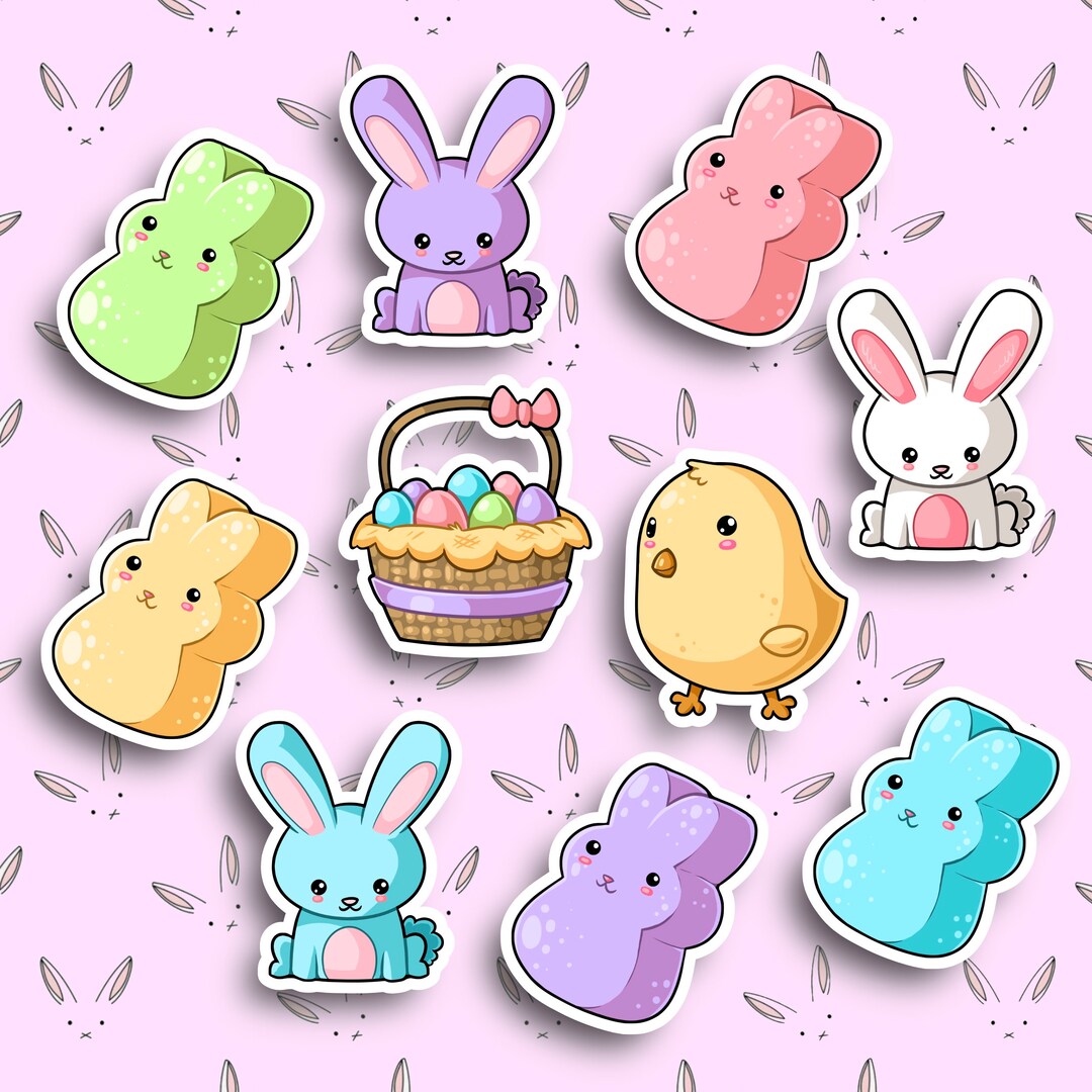 Happy Easter Bunny Sticker Set - Etsy