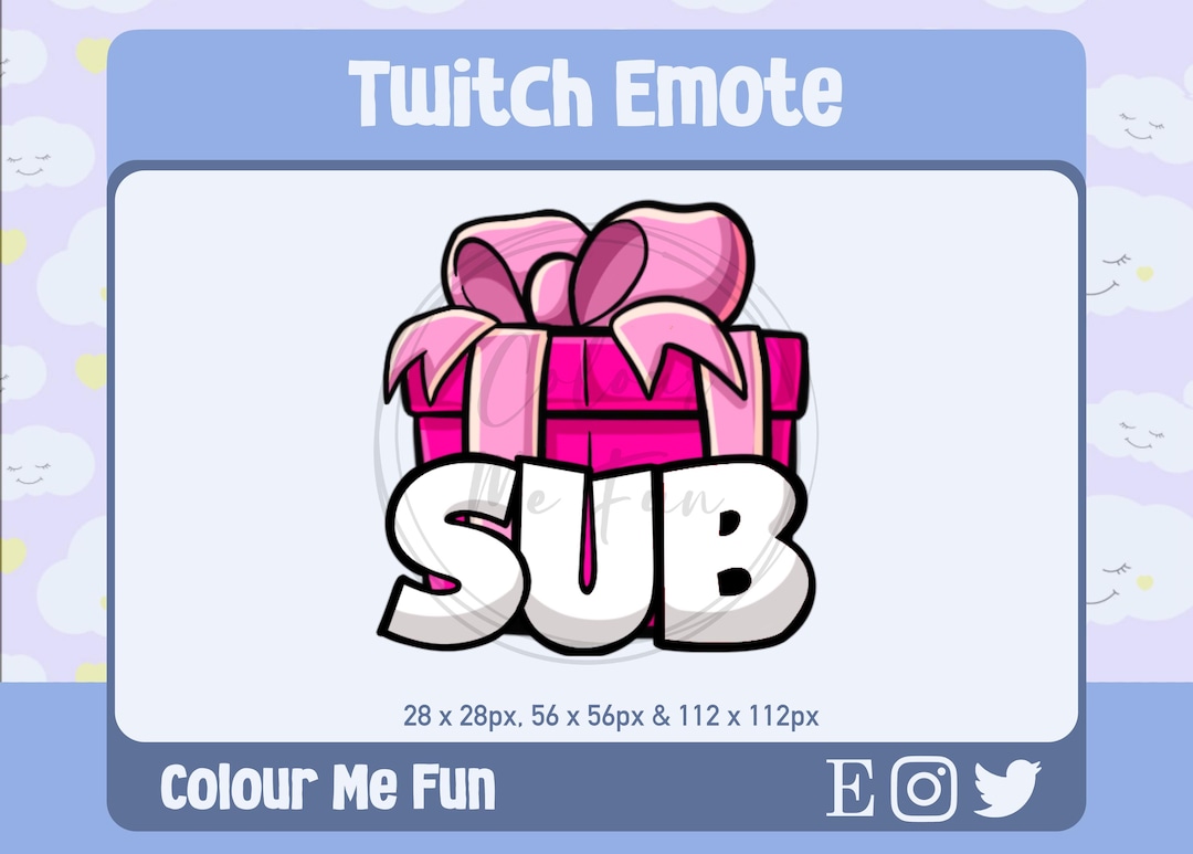 Pink Gift Sub Twitch Emote | Cute Twitch Subscriber Emote | Gifted Sub ...
