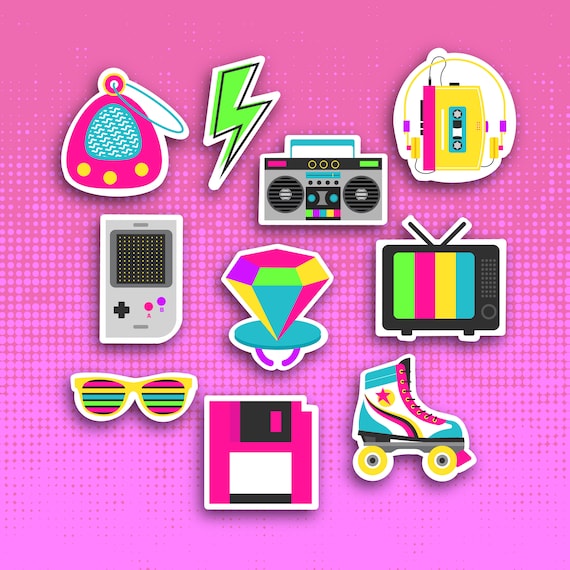 Retro 80s Themed Sticker Set 80's Party Gift Kawaii - Etsy UK