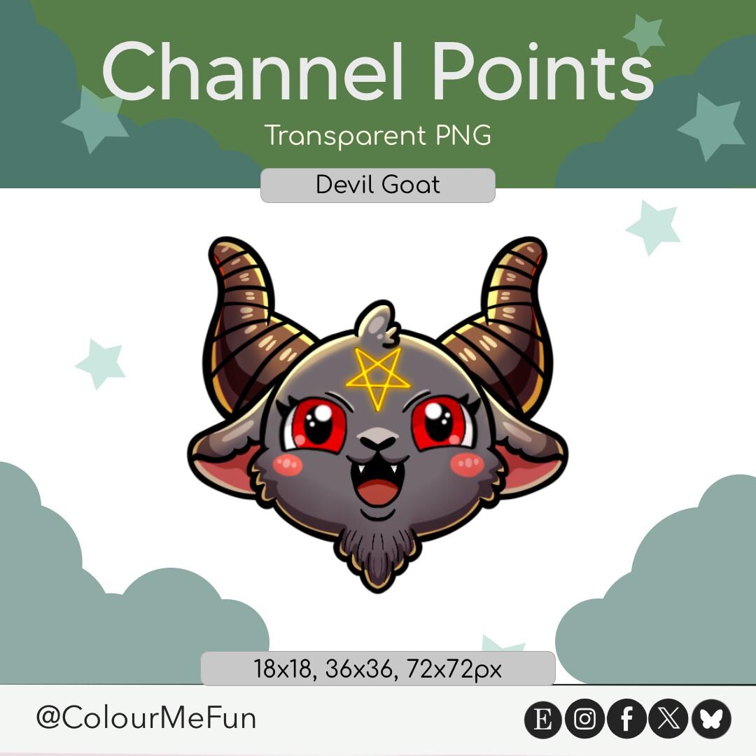 Chibi Goat Devil Twitch Channel Points Icons Pack | Cute Demon Goat ...