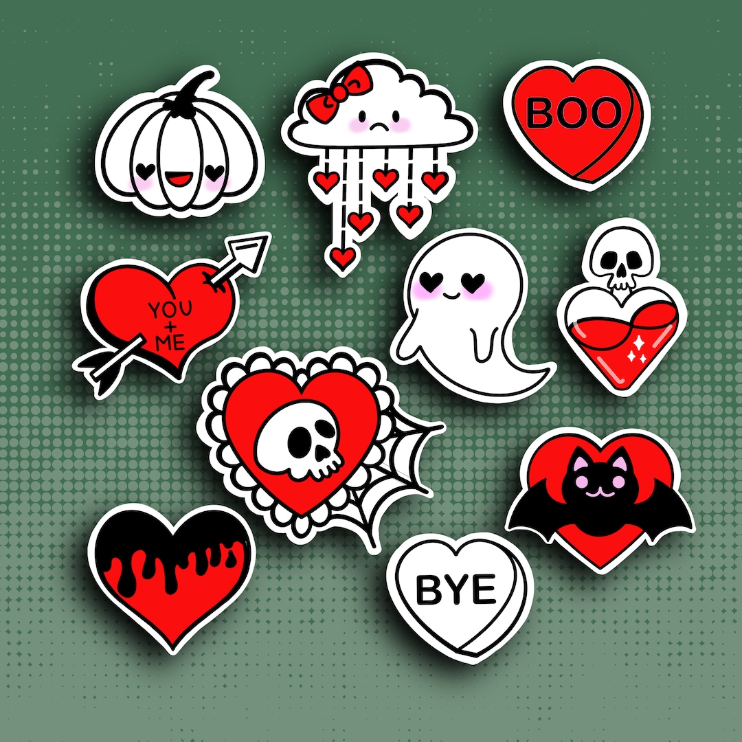 Pastel Goth Valentine Sticker Set - Whimsigoth Emo Valentine Gift - Etsy