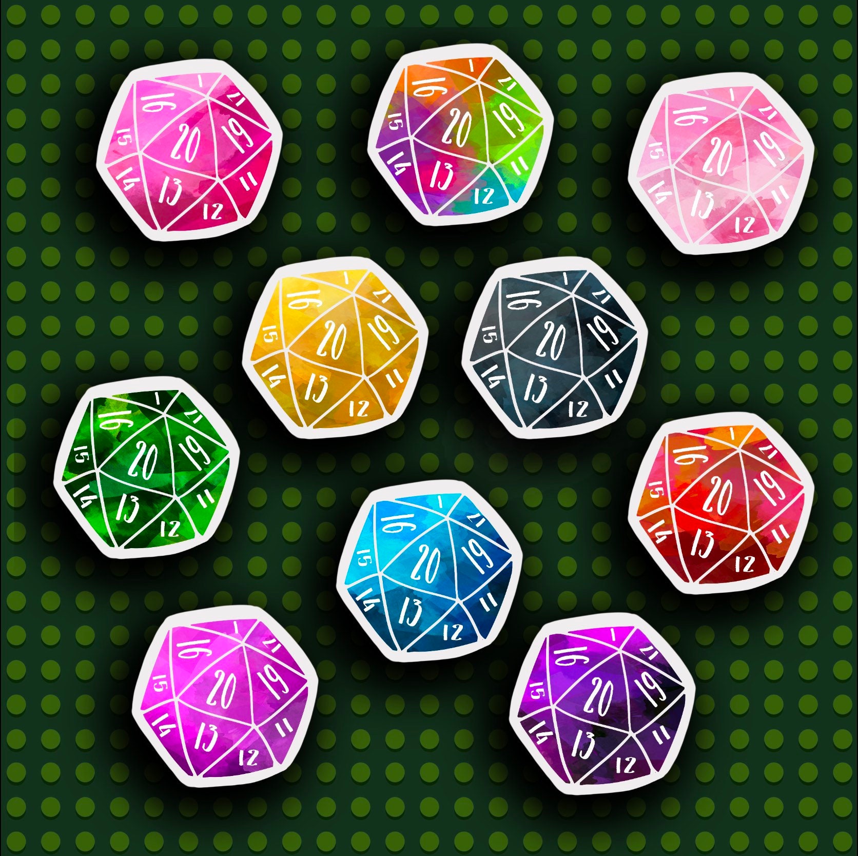 20 Sided Dice Sticker Set D20 Stickers Dungeons and - Etsy UK