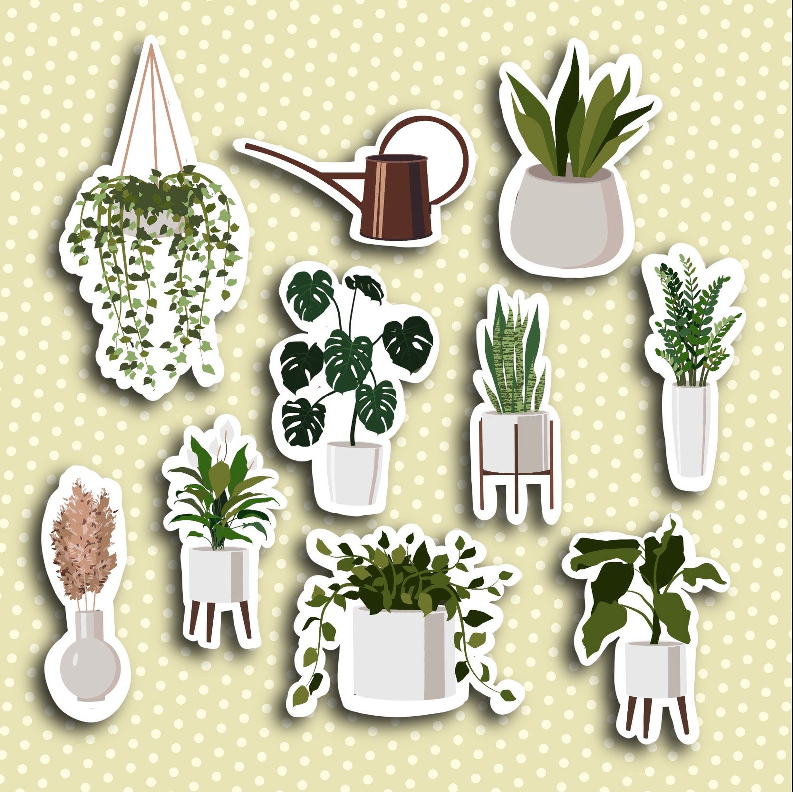 Plant Sticker Set Bohemian Plant Stickers - Etsy