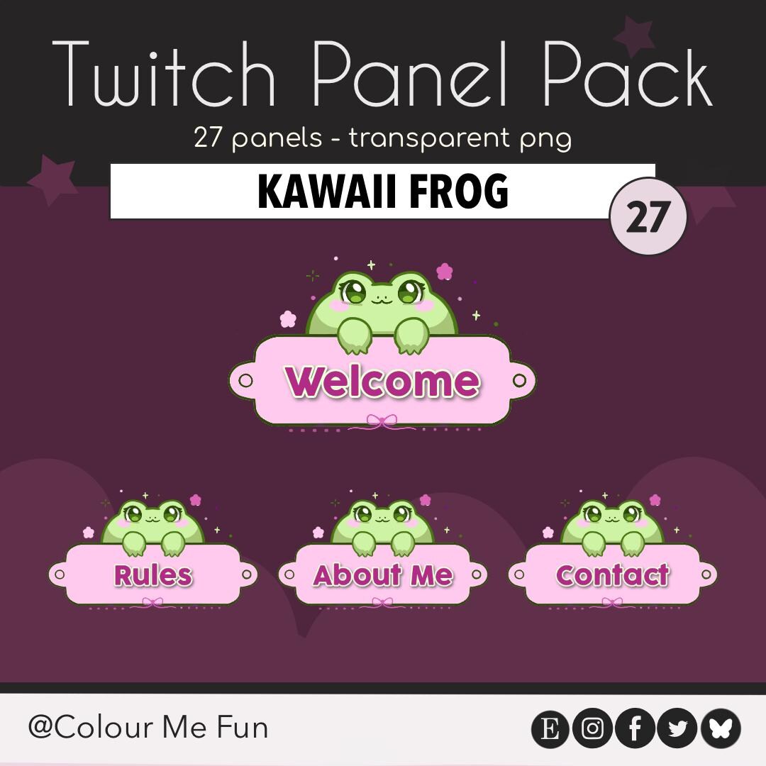 Kawaii Frog Twitch Panels - 27 Pink Froggy Streaming Info Panels - Etsy