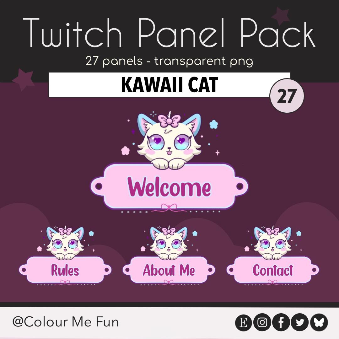 Cat Twitch Panels - 27 Pink Kitty Streaming Info Panels - Etsy