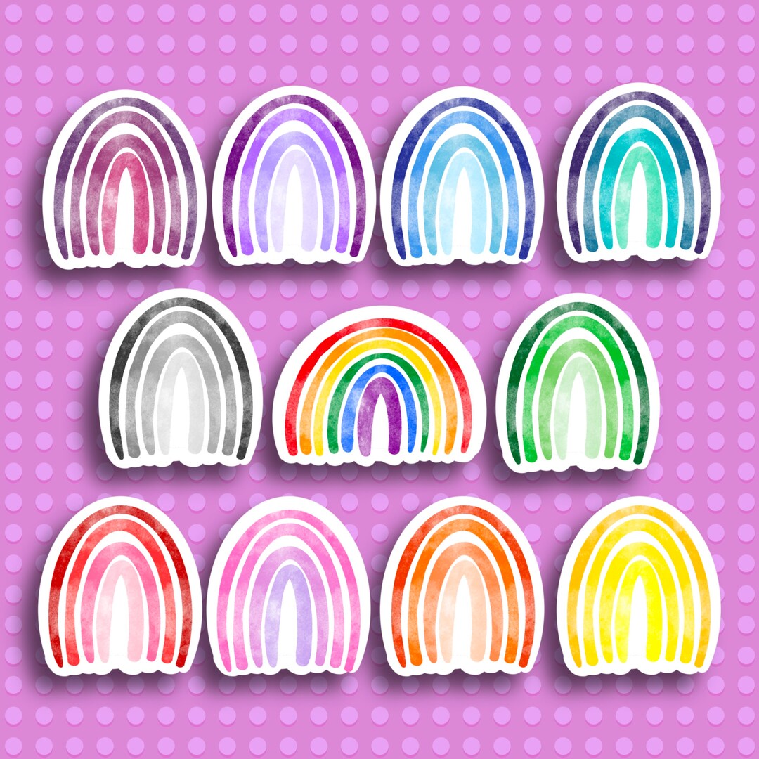 Rainbow Sticker Set - Die Cut Stickers - Rainbow Stickers - Laptop ...