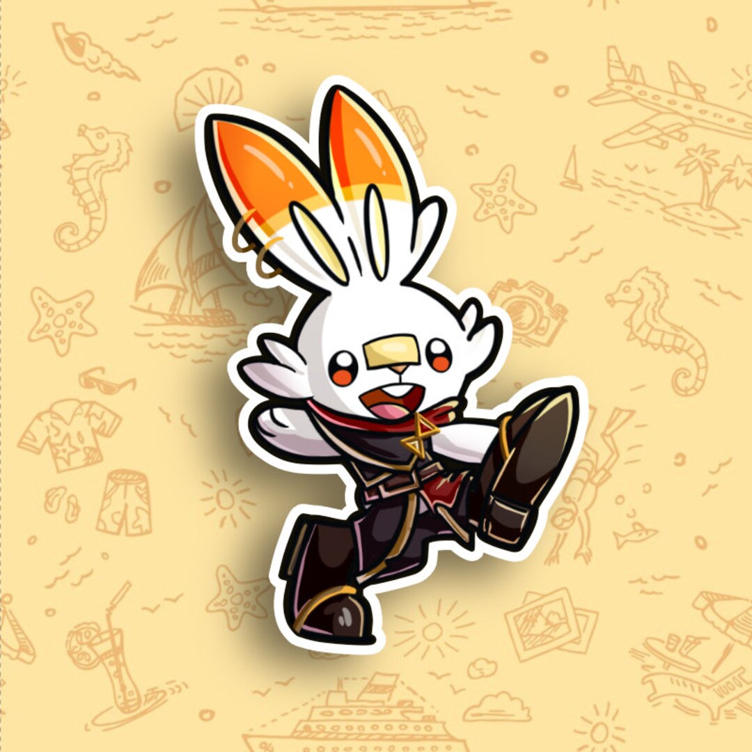 Scorbunny Pirate Pokemon Vinyl Sticker - Etsy
