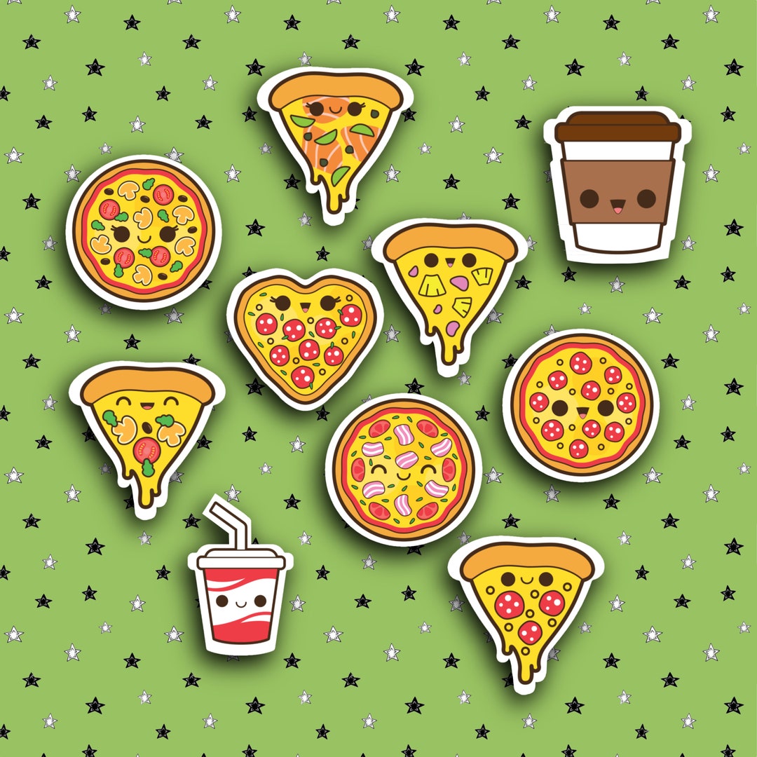Kawaii Pizza Sticker Set - Pizza Stickers - Etsy