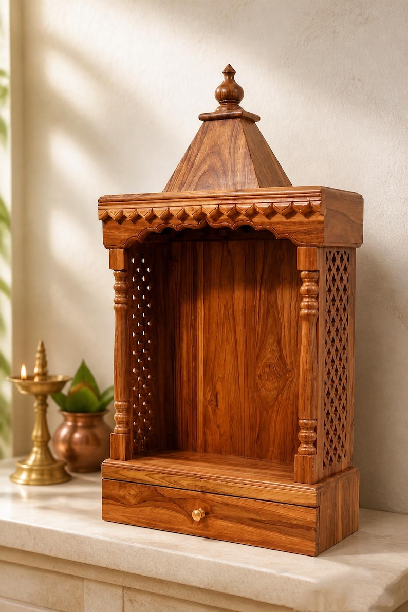 Holzstempel Handgefertigter Holzstempel Mandir / Pooja Ghar für Zuhause ...