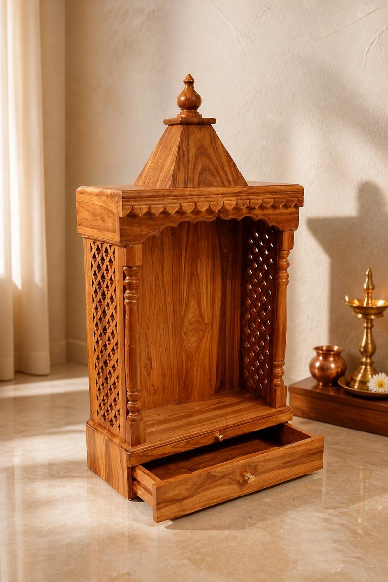 Holzstempel Handgefertigter Holzstempel Mandir / Pooja Ghar für Zuhause ...