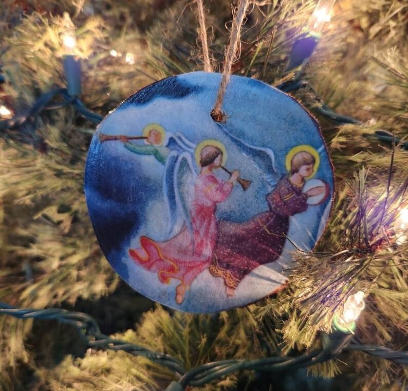 Set of 3 Wooden Nativity Scene Ornaments Recycled Book Page - Etsy
