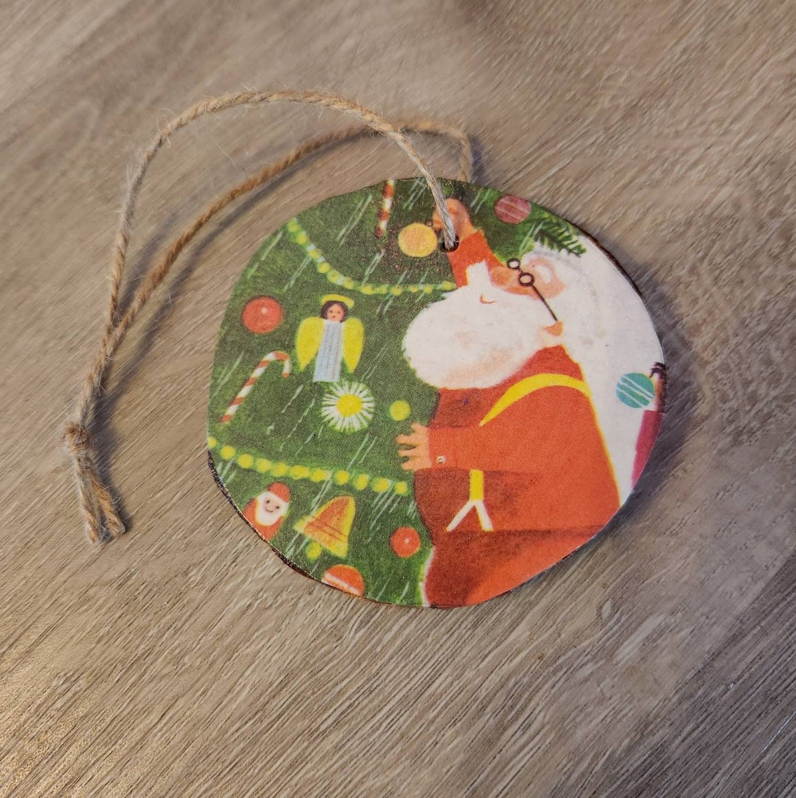 Wooden Santa Ornament Recycled Book Page Ornaments Santa - Etsy