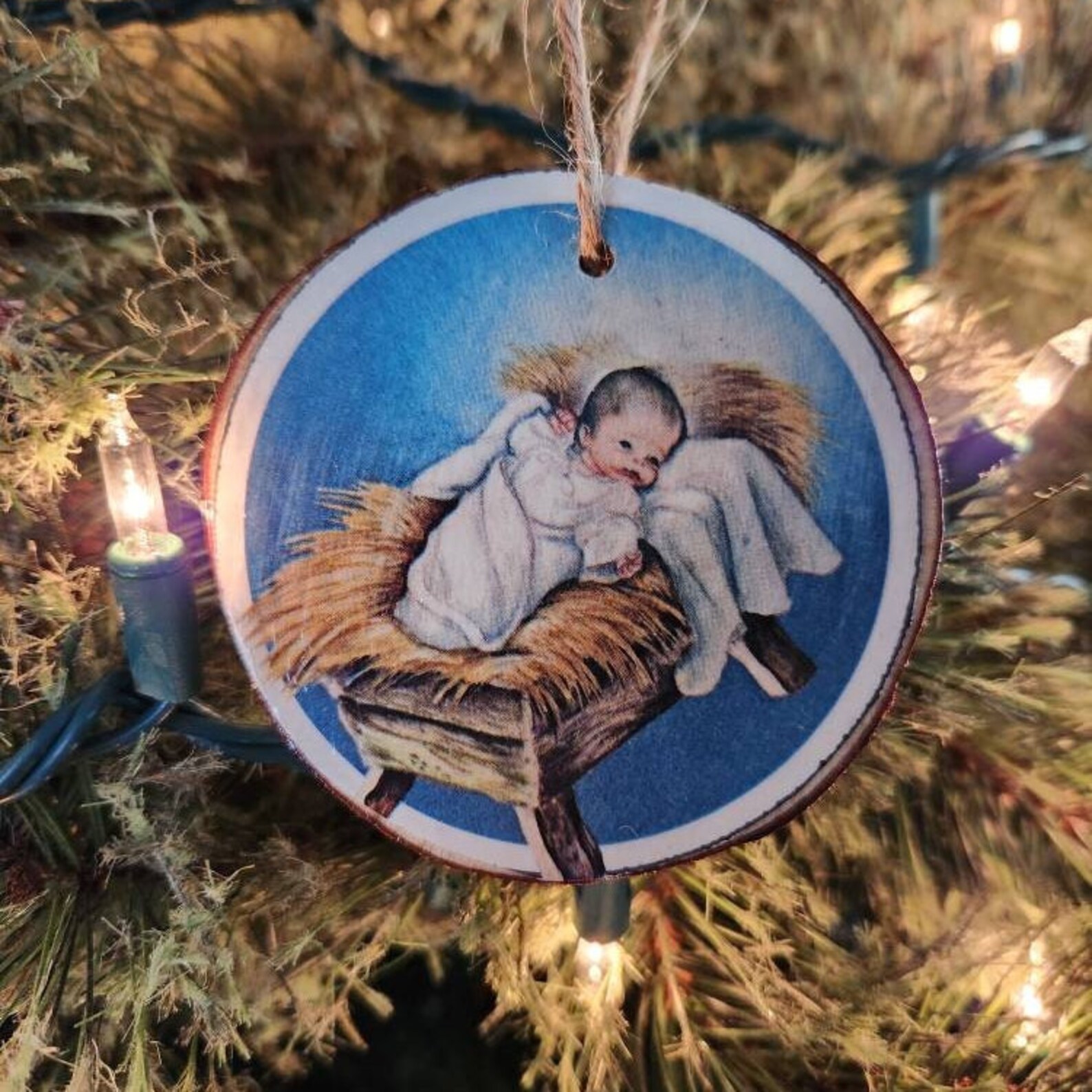 Wooden Nativity Scene Ornaments, Recycled Book Page Art, Set of 3 - Etsy