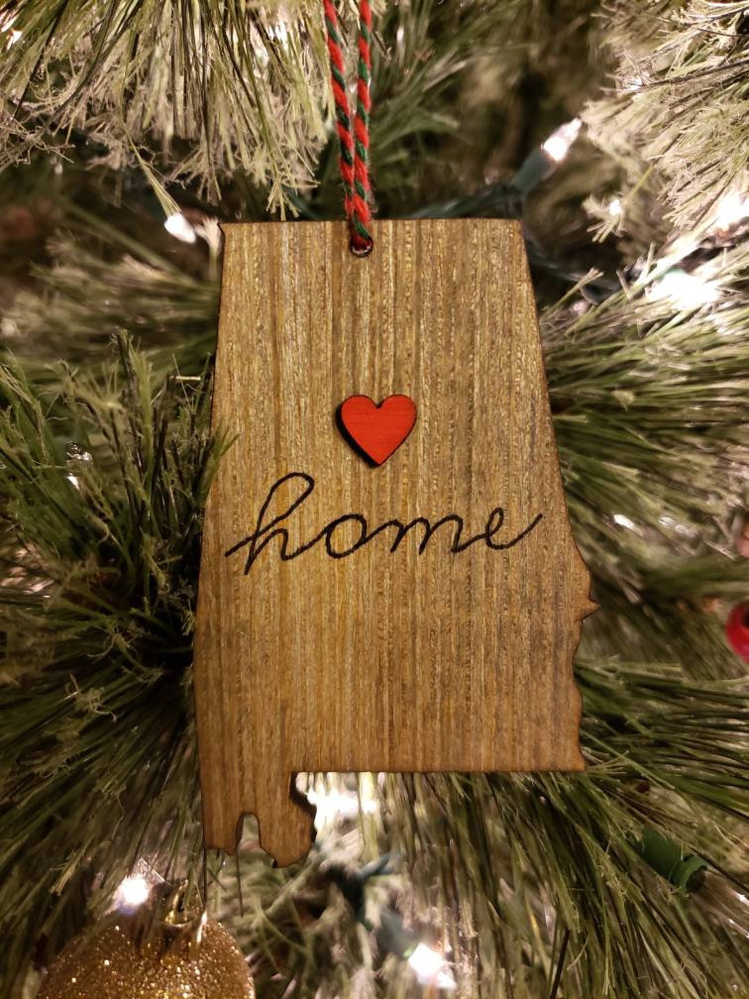 Alabama State Ornament Alabama Decor Christmas Ornament Wooden Ornament ...