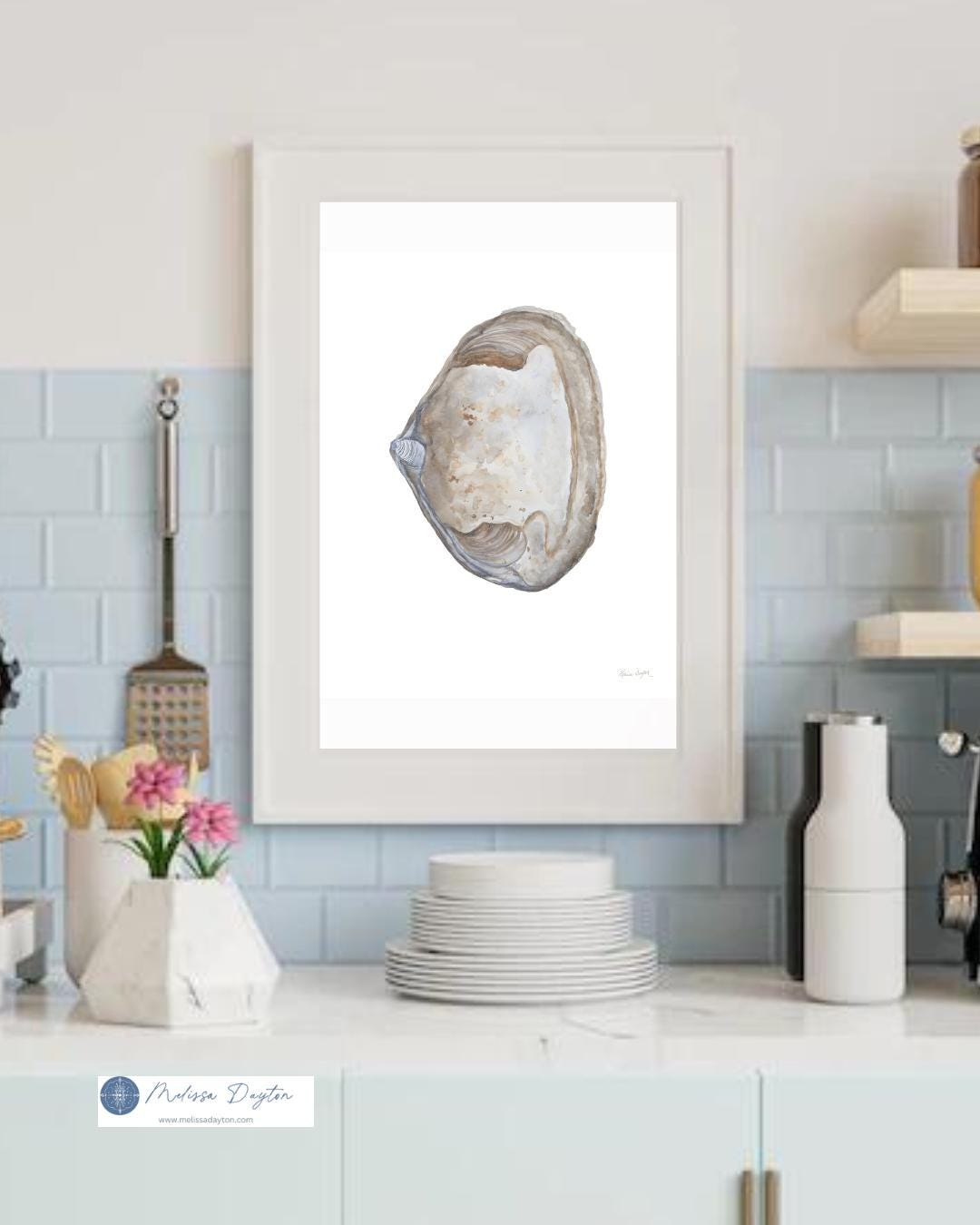 Side View CLAM 6 Art Print Coastal Art CLAM Watercolor Shell Painting ...