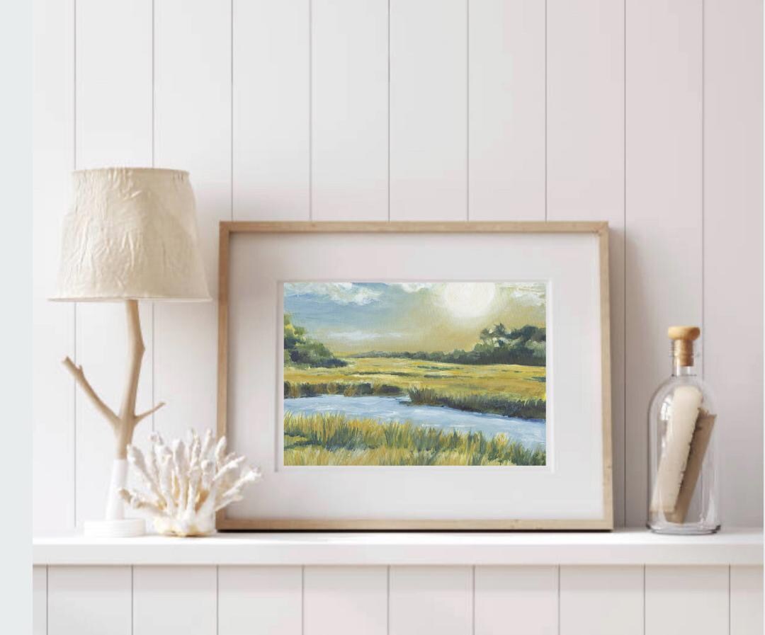 Golden Evening Marsh - Oil Painting Art Print Coastal Art Marsh Oil Low ...