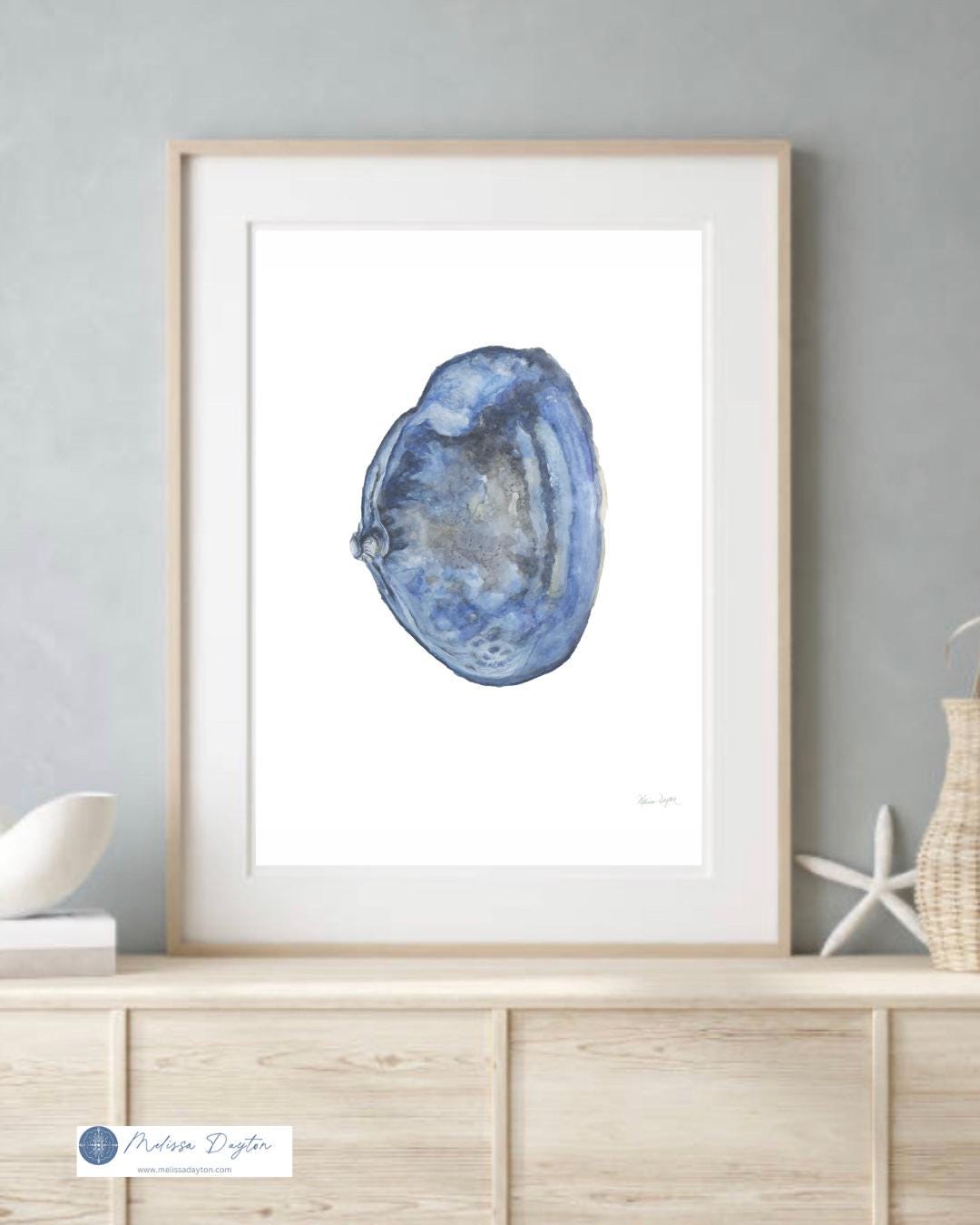 Side View CLAM 2 Art Print Coastal Art CLAM Watercolor Shell Painting ...