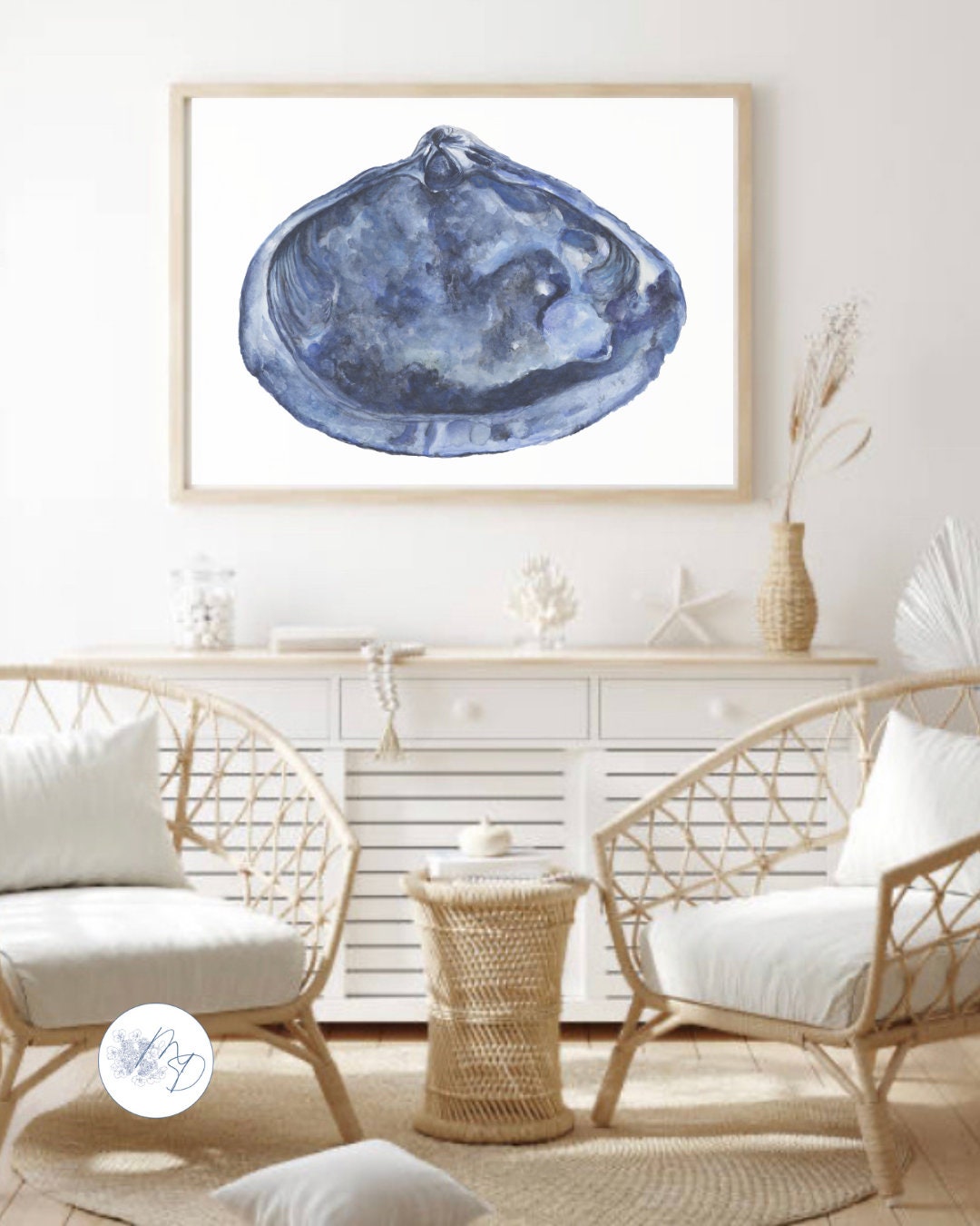 CLAM 5art Print Coastal Art CLAM Watercolor Shell Painting Shell Print ...