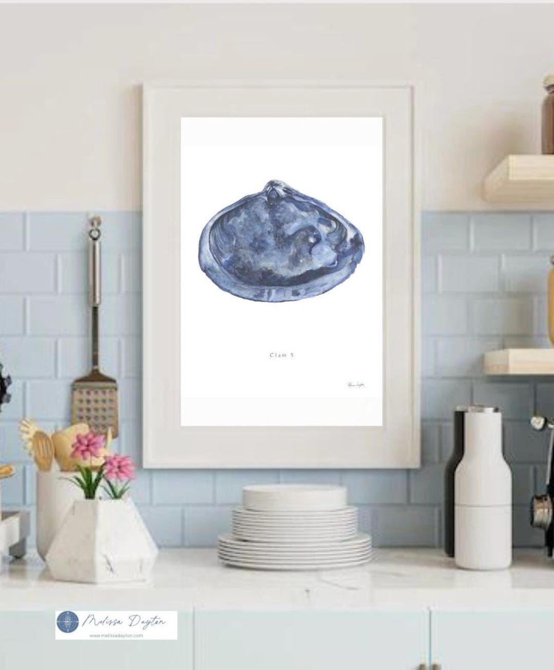 Clam 2 Watercolor Shell Art Print – Coastal Kitchen Decor or Nautical ...