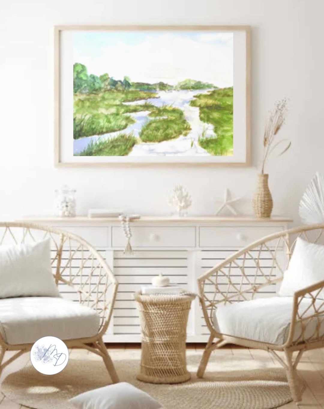 Marsh Art Print High Tide Original Watercolor Coastal Art Sea Grass ...