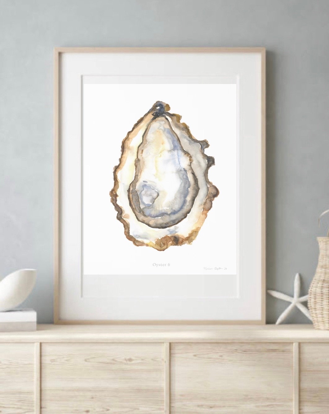 Oyster Art Prints Set of 6 Bundle Coastal Art Oyster Oyster Watercolor ...
