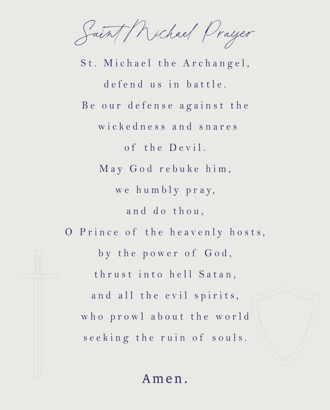 St Michael Prayer Poster-digital DOWNLOAD - Etsy