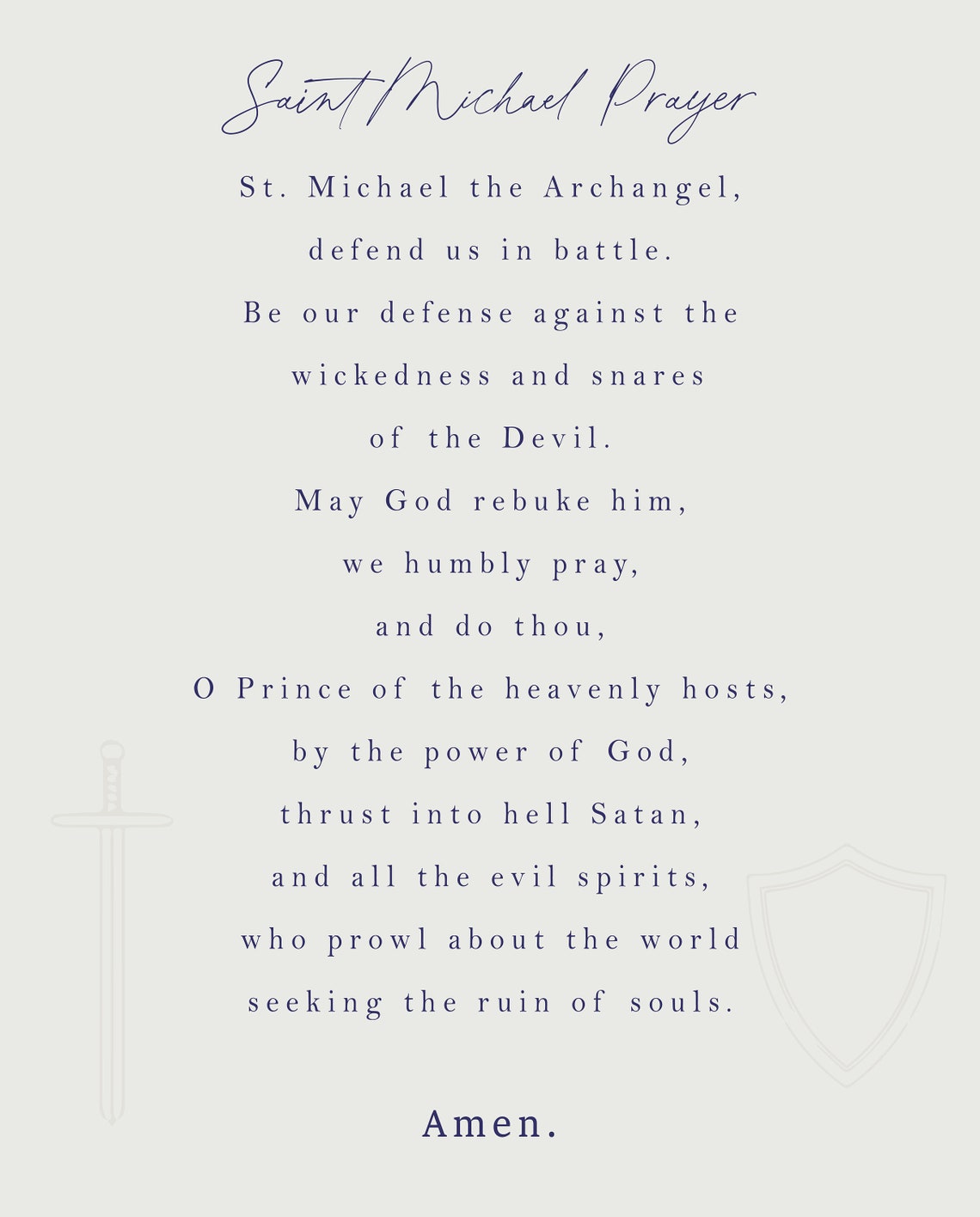 St Michael Catholic Prayer Poster Catholic Art Confirmation Catholic ...