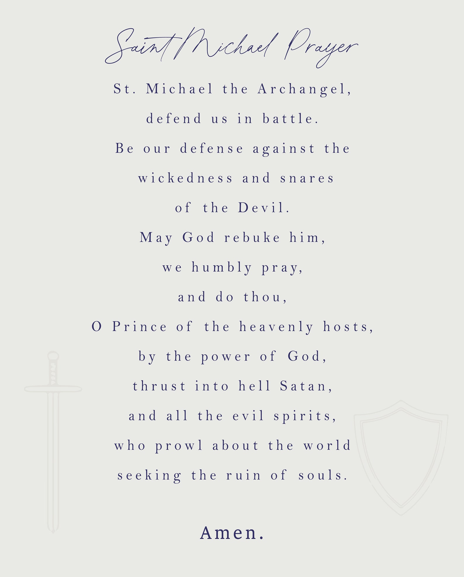 St Michael Catholic Prayer Poster Catholic Art Confirmation Catholic ...