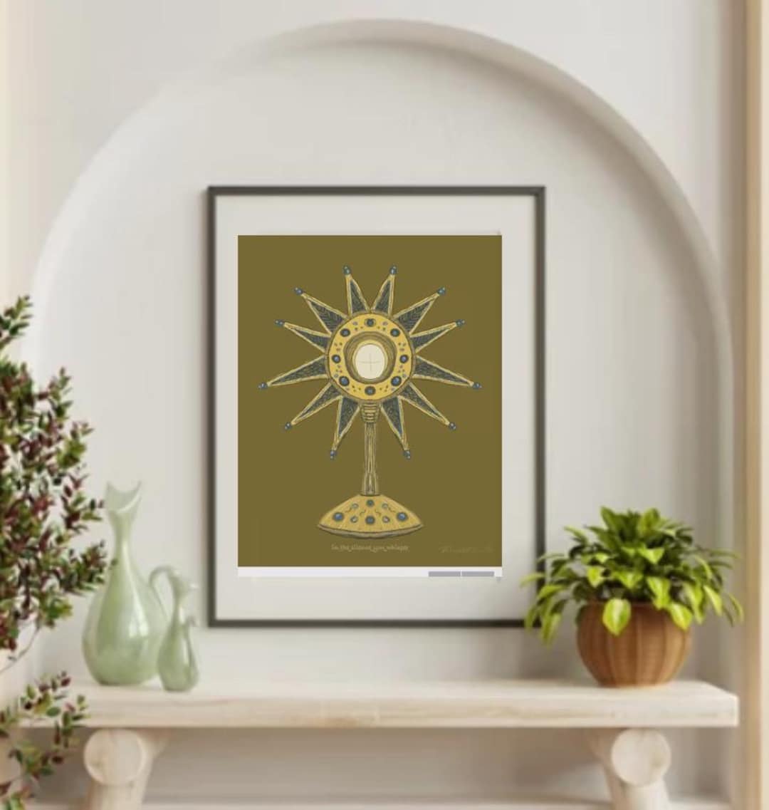 Eucharist Catholic Monstrance Art Adoration Art Print Ordination Gift ...