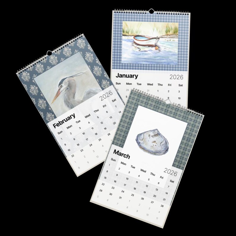 Melissa Dayton Coastal Art Wall Calendar (2026) Clam Oyster Marsh Birds ...