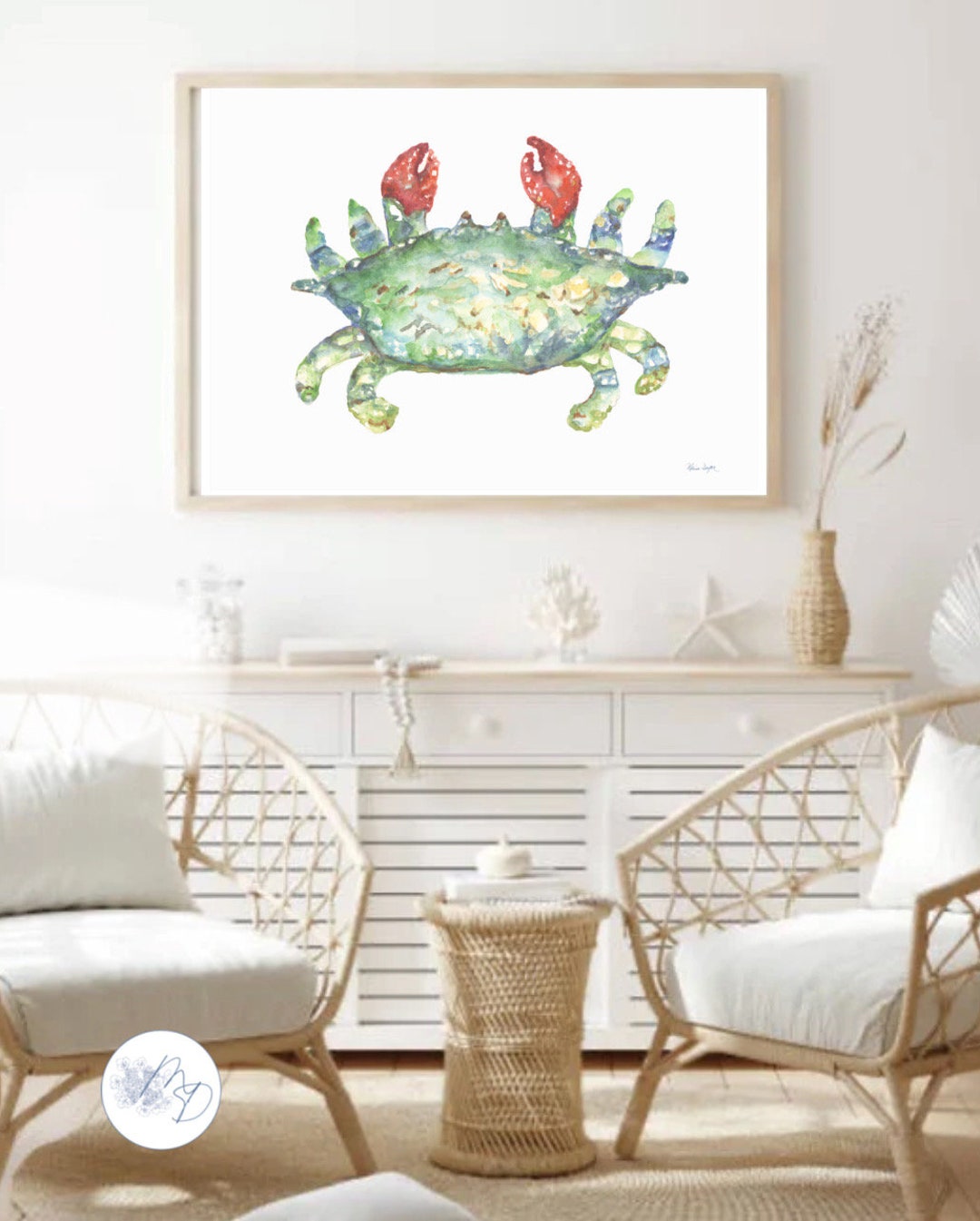 Red Claw Crab Art Print Giclee Watercolor Print Rock Crab Maryland Art ...