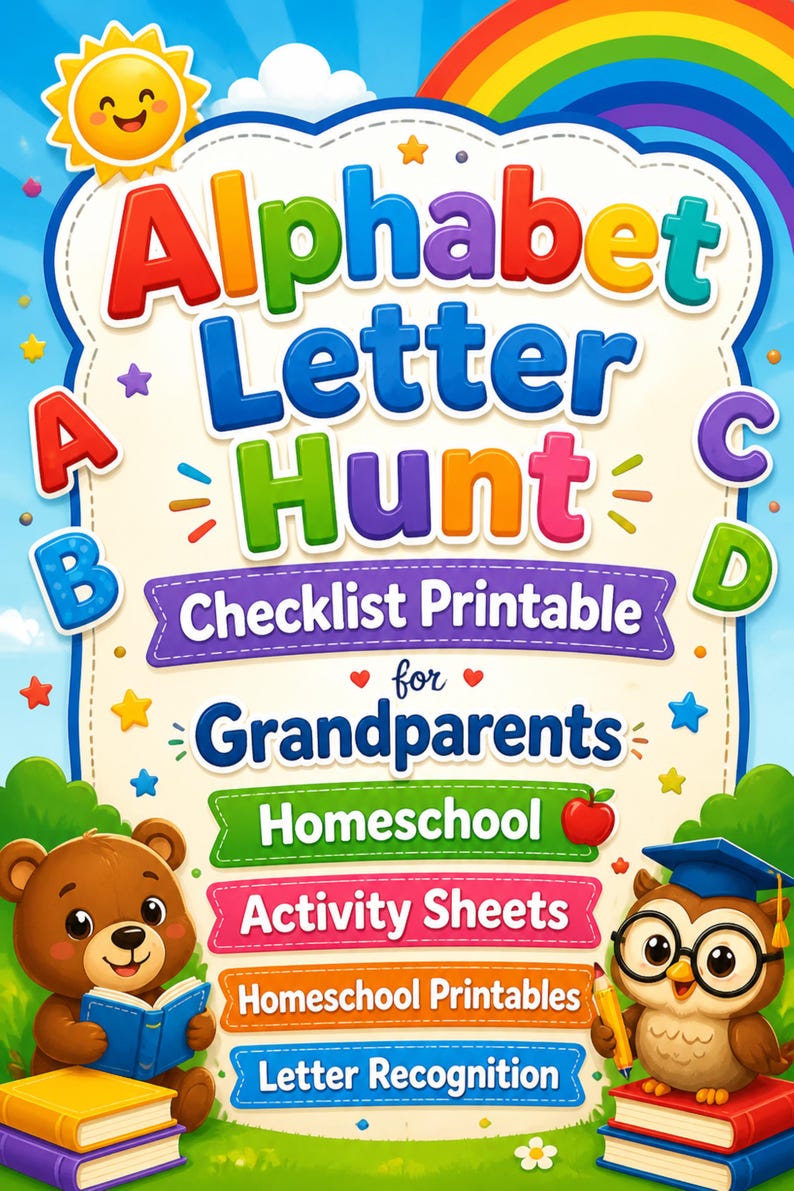 Alphabet Letter Hunt Checklist for Grandparents, Homeschool Activity ...