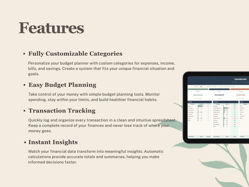 Annual Budget Tracker Spreadsheet Excel Monthly Planner Expense Income ...