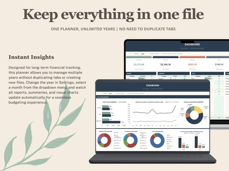 Annual Budget Tracker Spreadsheet Excel Monthly Planner Expense Income ...