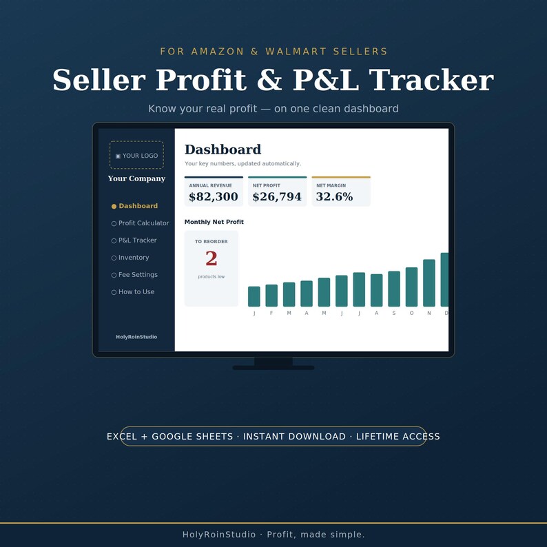 Amazon Walmart Seller Profit Tracker Spreadsheet | FBA Profit and Loss ...